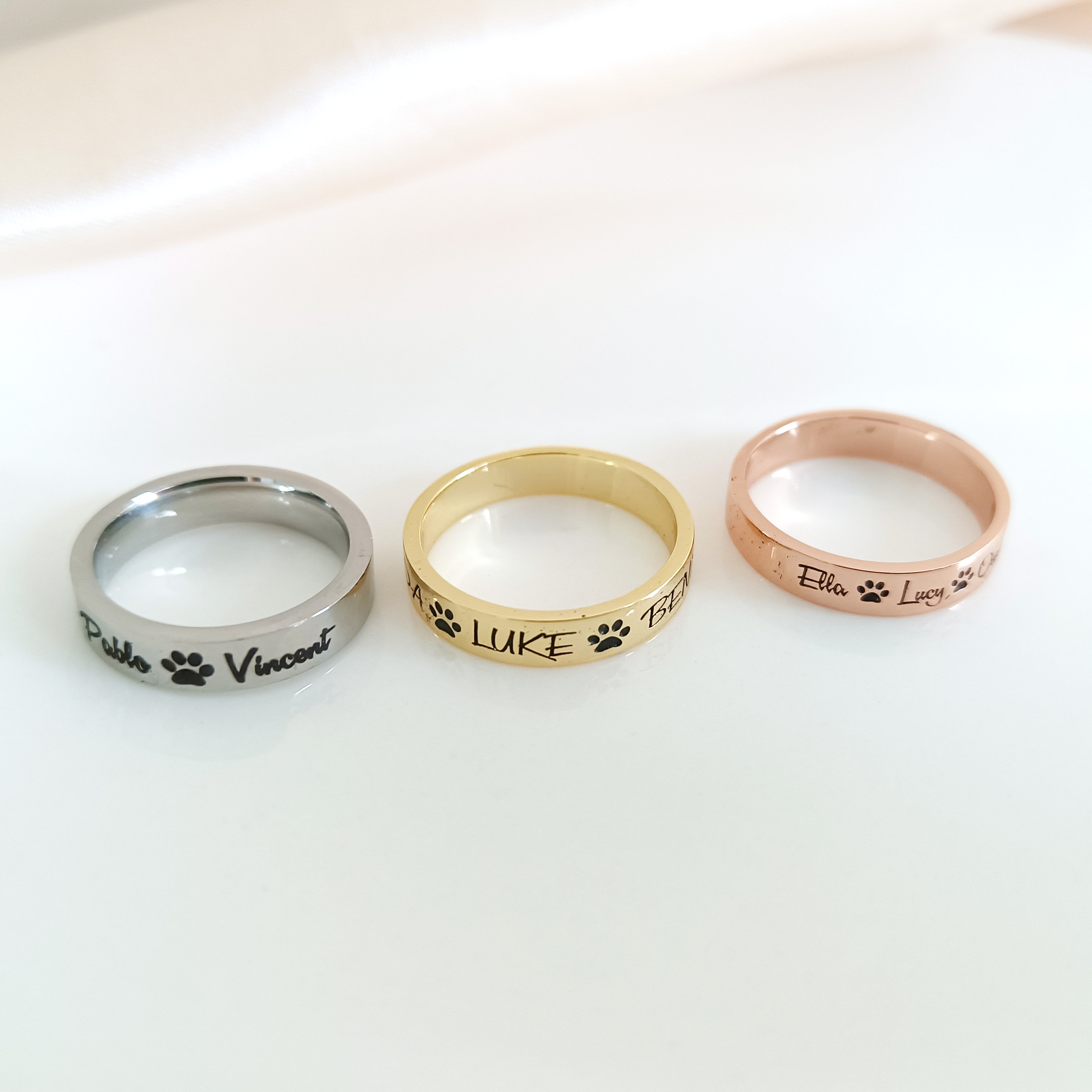 Personalized Paw Print Ring Pet Name Ring Custom Name Ring - Etsy