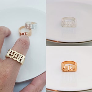 Custom Date Ring,stackable Year Ring,gothic Date Ring,birth Year Ring ...