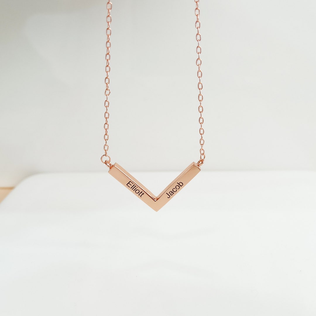 Custom V Shape Name Necklace • Couple Name Necklace • V Shape Necklace ...