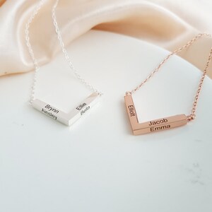 Custom V Shape Name Necklace • Couple Name Necklace • V Shape Necklace ...