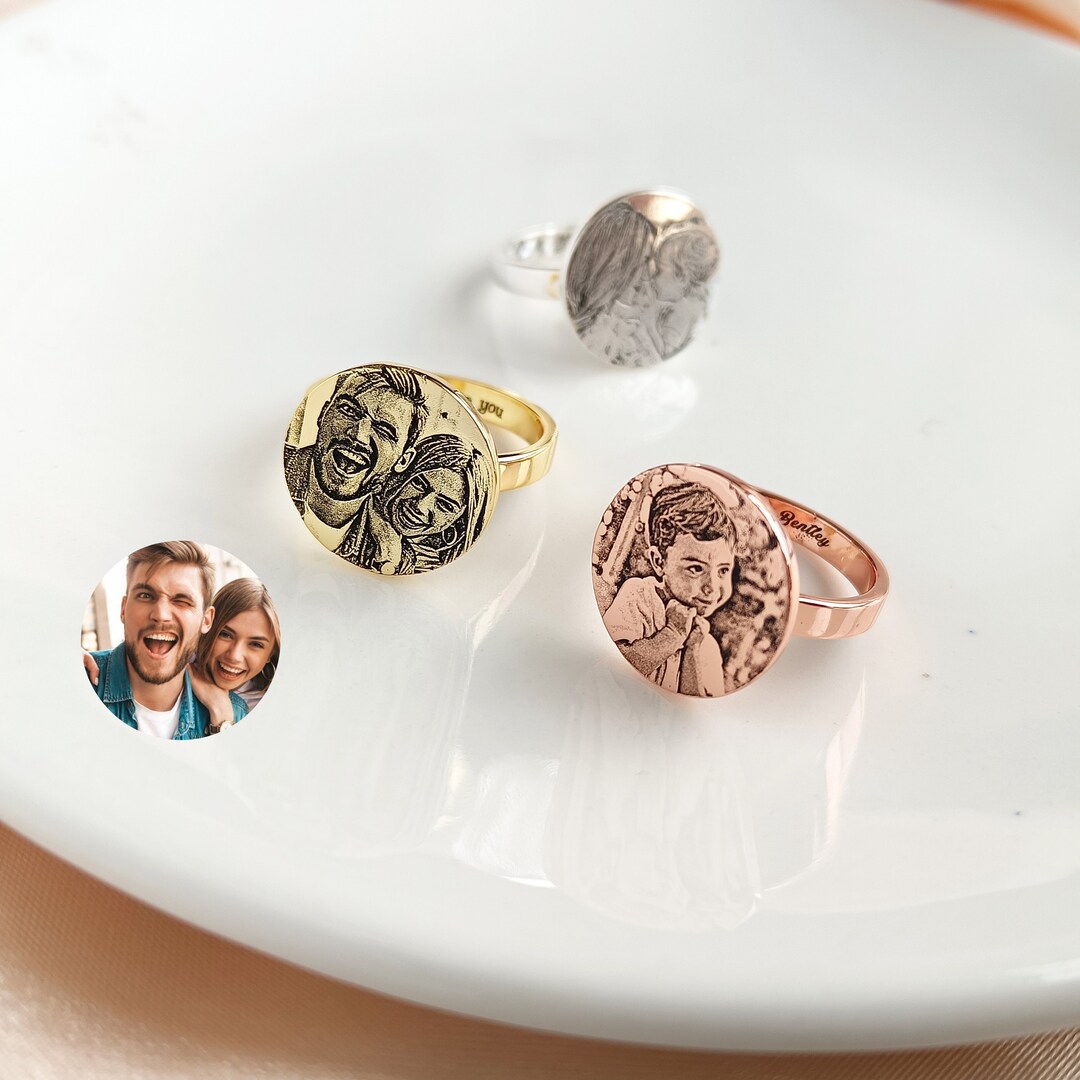 Custom Photo Ring,personalized Portrait Ring,engraved Ring,silver Ring ...