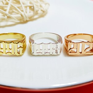 Custom Date Ring,stackable Year Ring,gothic Date Ring,birth Year Ring ...