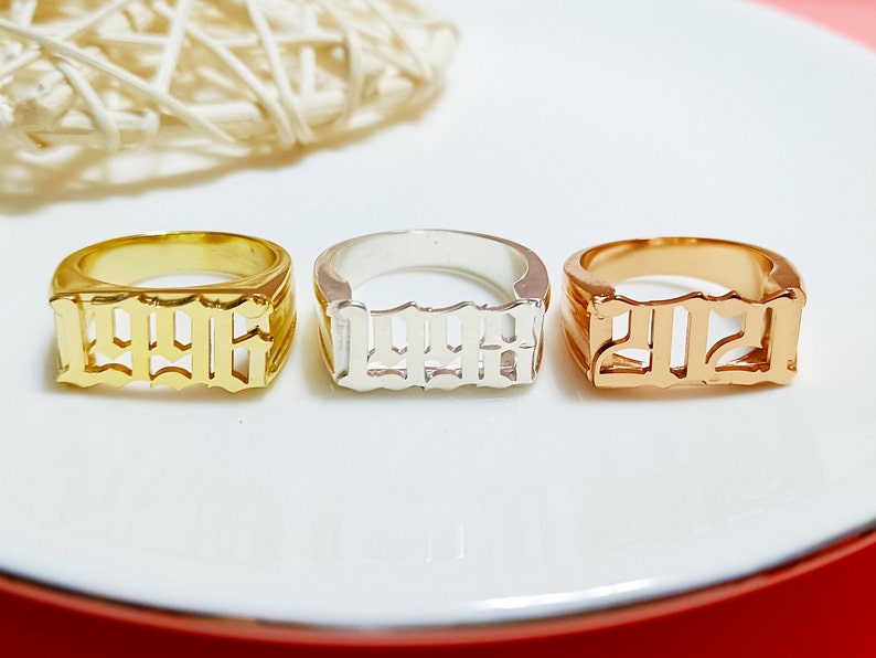 Custom Date Ring,stackable Year Ring,gothic Date Ring,birth Year Ring ...