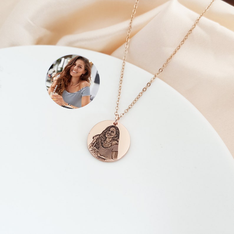 Custom Photo Engraved Necklace, Photo Necklace, Gift for Her, Photo ...