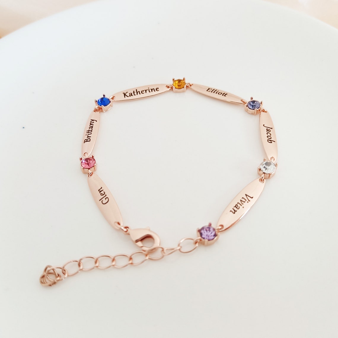 Personalized Birthstone Bracelet, Custom Name Bracelet With Birthstone ...
