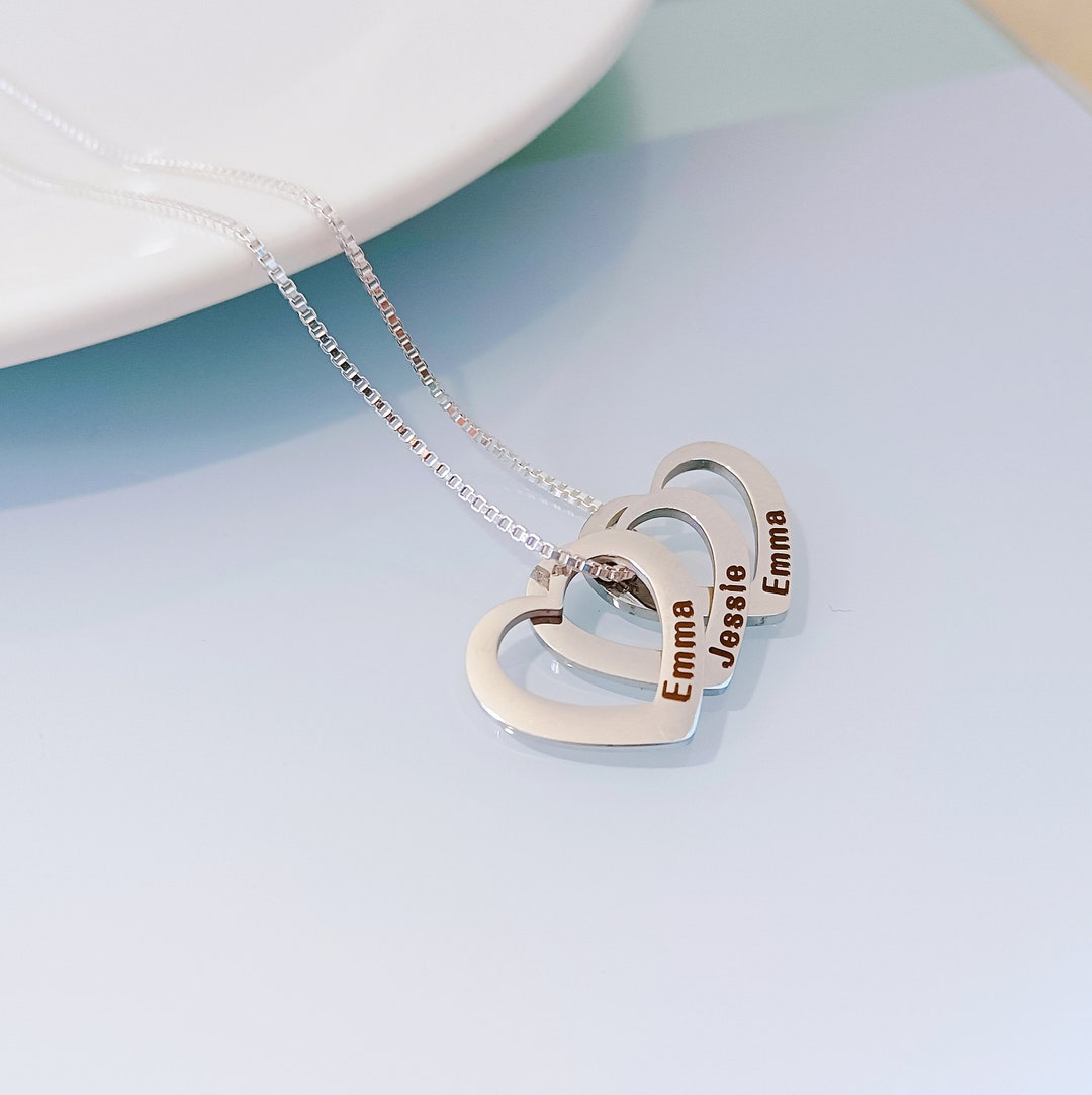 Custom Heart Charm Name Necklace,personalized Heart Name Necklace, Name ...