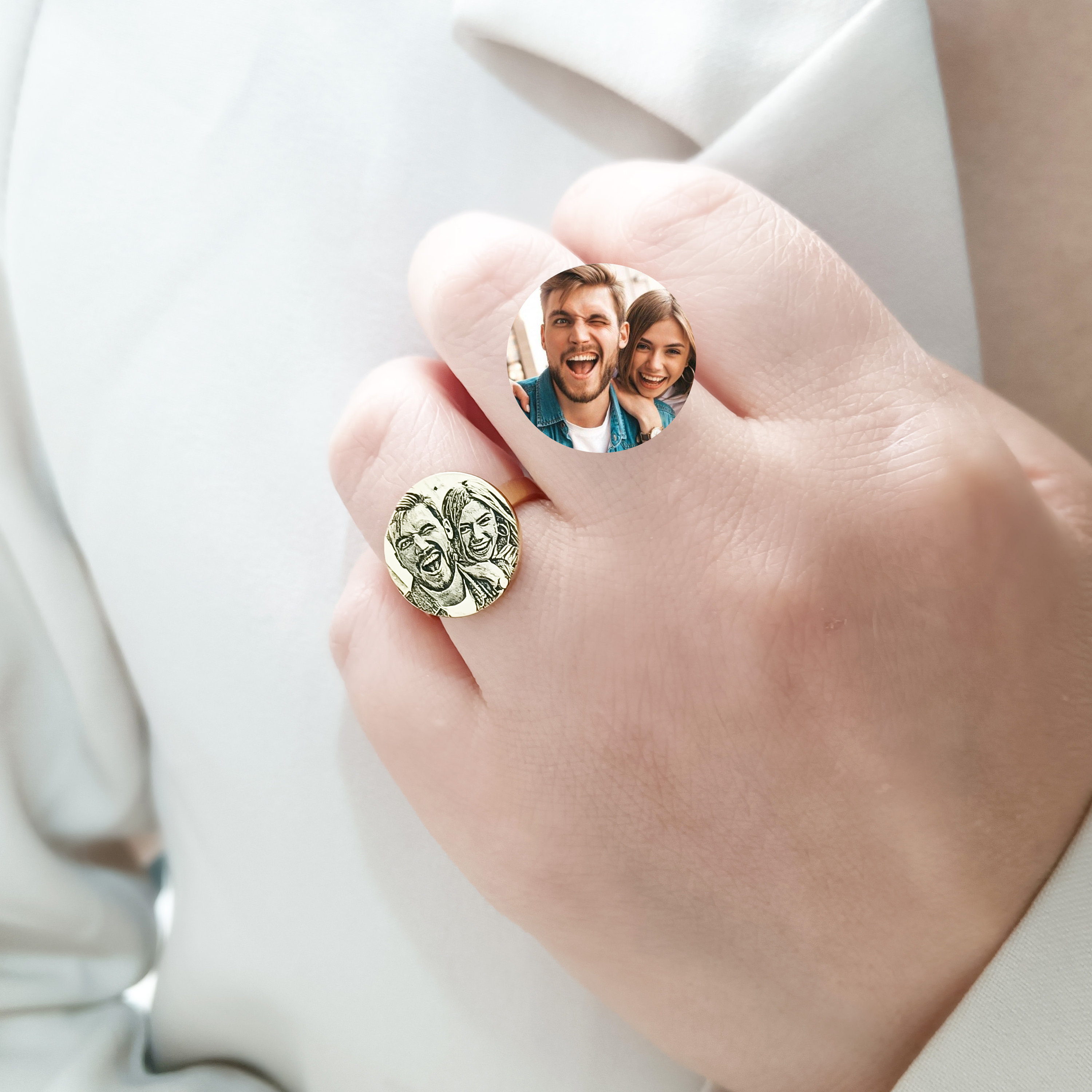 Custom Photo Ring,personalized Portrait Ring,engraved Ring,silver Ring ...