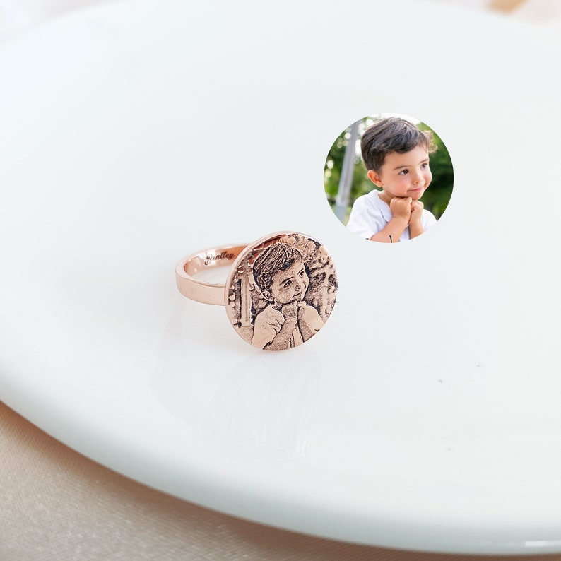 Custom Photo Ring,personalized Portrait Ring,engraved Ring,silver Ring ...