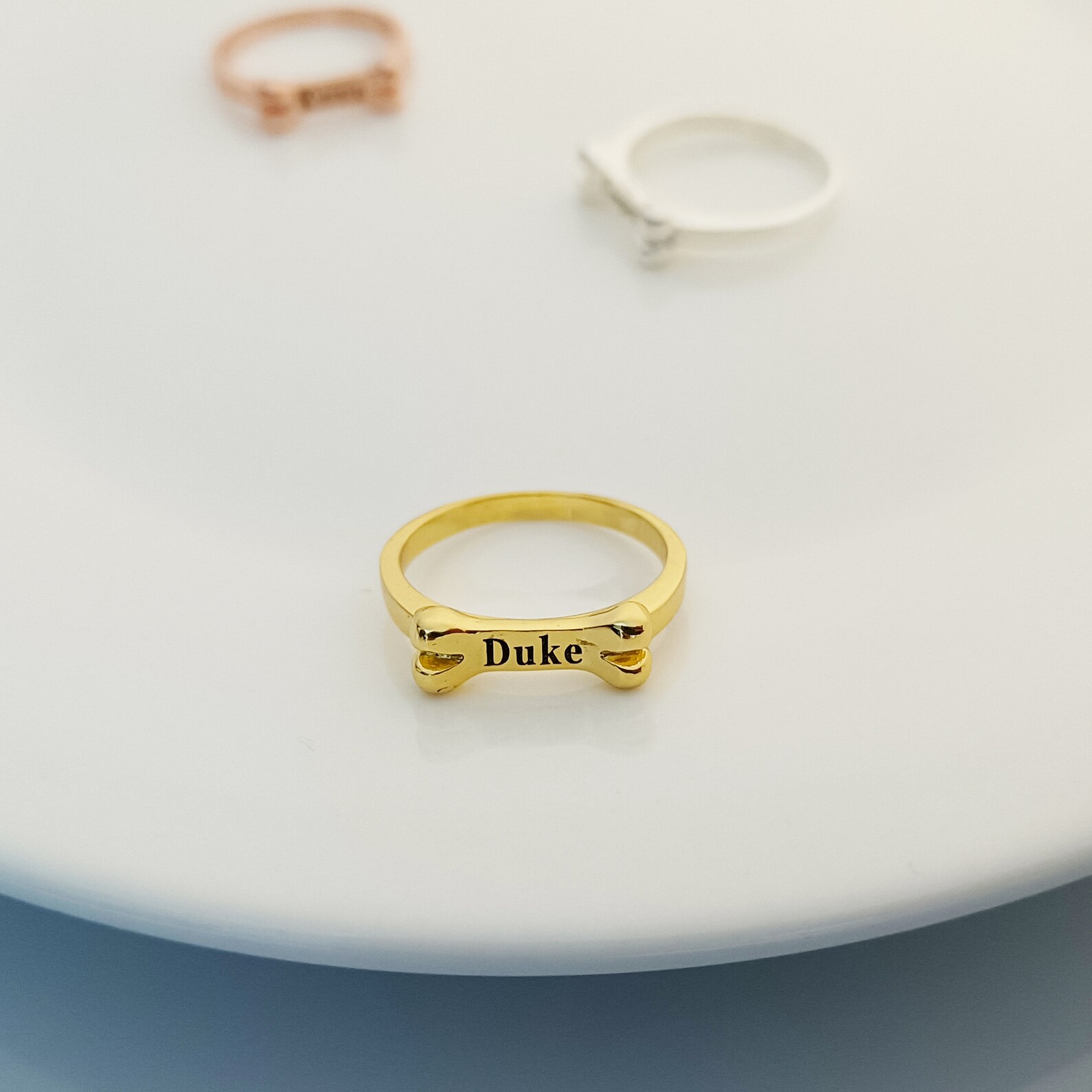 Customized Pet Name Ring, Engraved Name Ring, Personalized Dog Bone ...