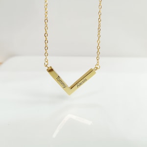 Custom V Shape Name Necklace • Couple Name Necklace • V Shape Necklace ...