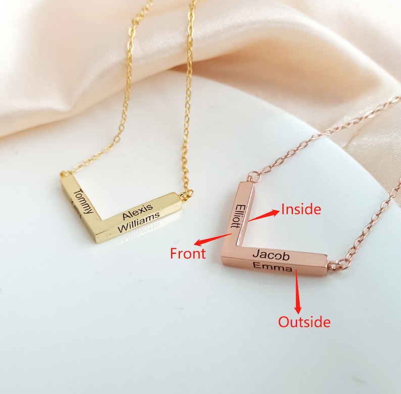 Custom V Shape Name Necklace • Couple Name Necklace • V Shape Necklace ...