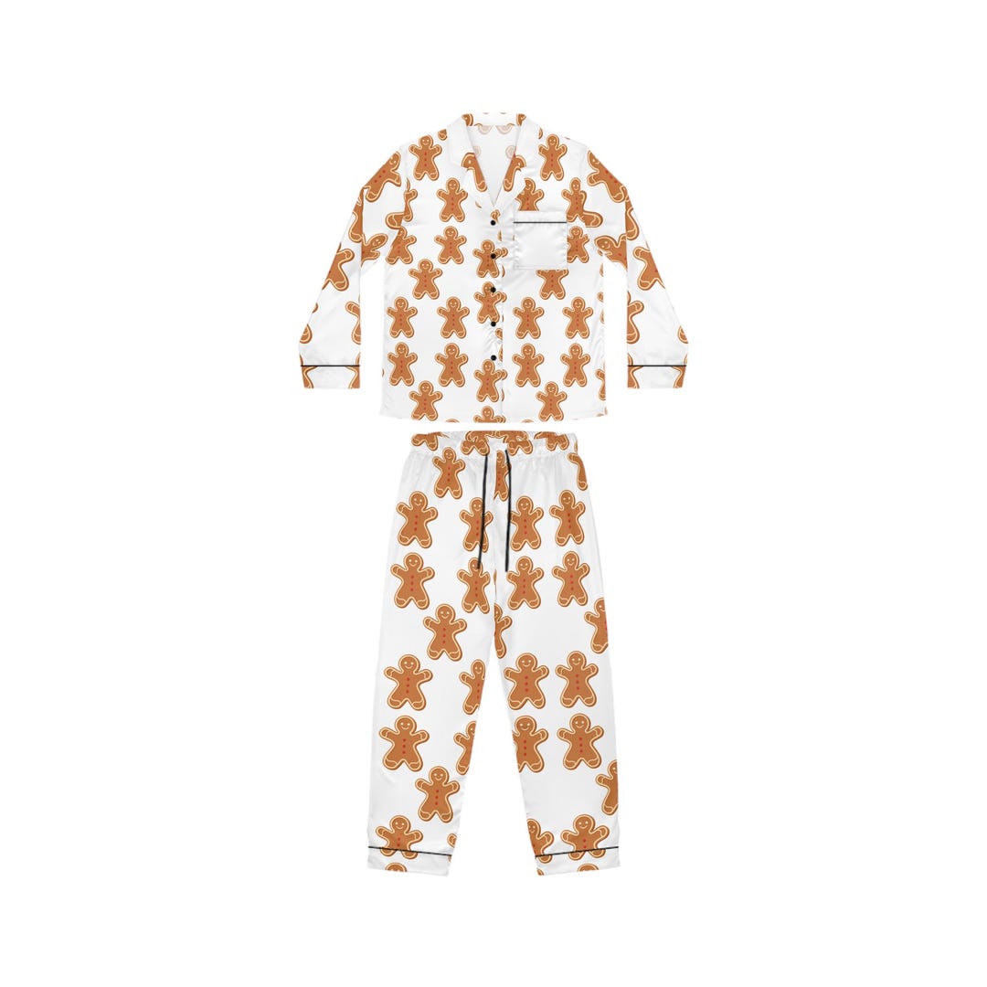 Gingerbread Satin Pajamas for Women Festive Holiday Sleepwear ...