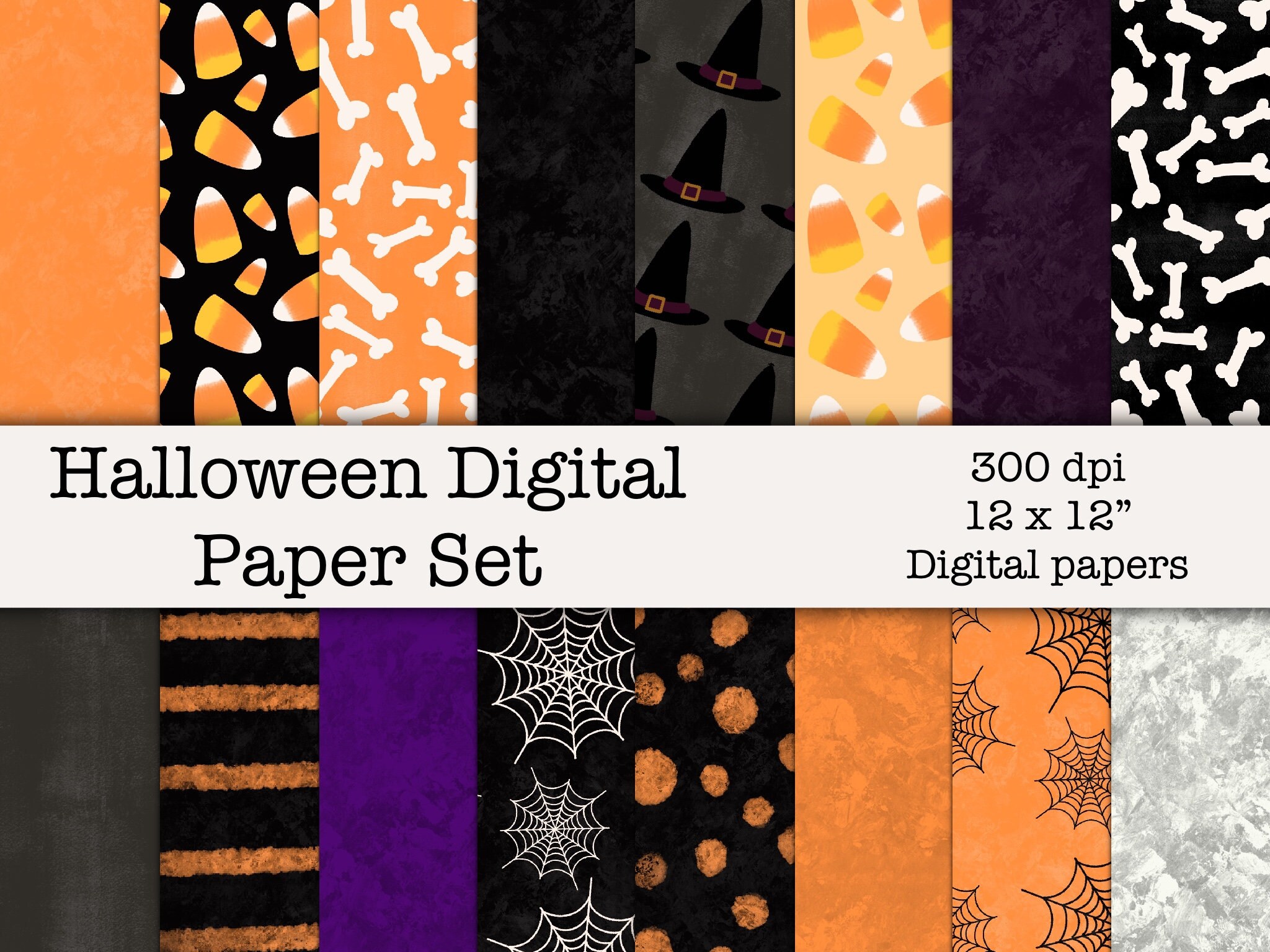 Printable Halloween Digital Paper for Commercial Use - Etsy
