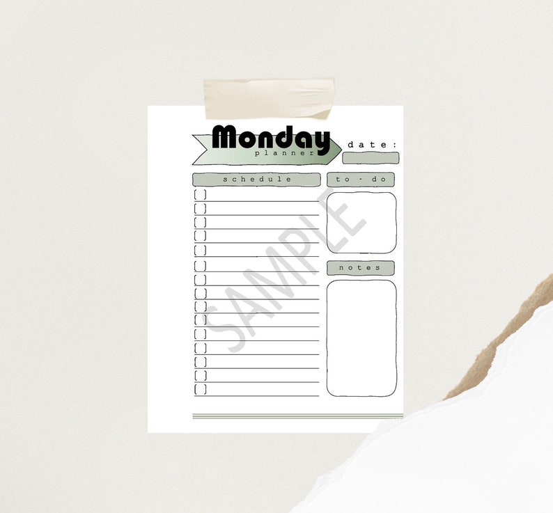 Printable 7 Day Planner Digital Download Retro Green - Etsy