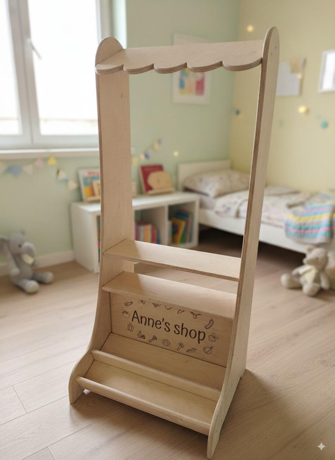 Wooden Montessori Market Stand for Kids – Personalized Play Shop – Toy ...