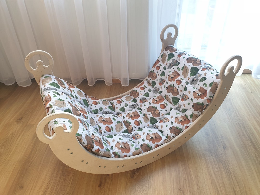 Handmade Natural Wooden Rocker With Pillow Gift for Baby Gift - Etsy