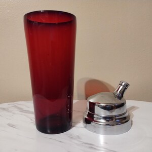 Ruby Red Glass Cocktail Shaker - Etsy