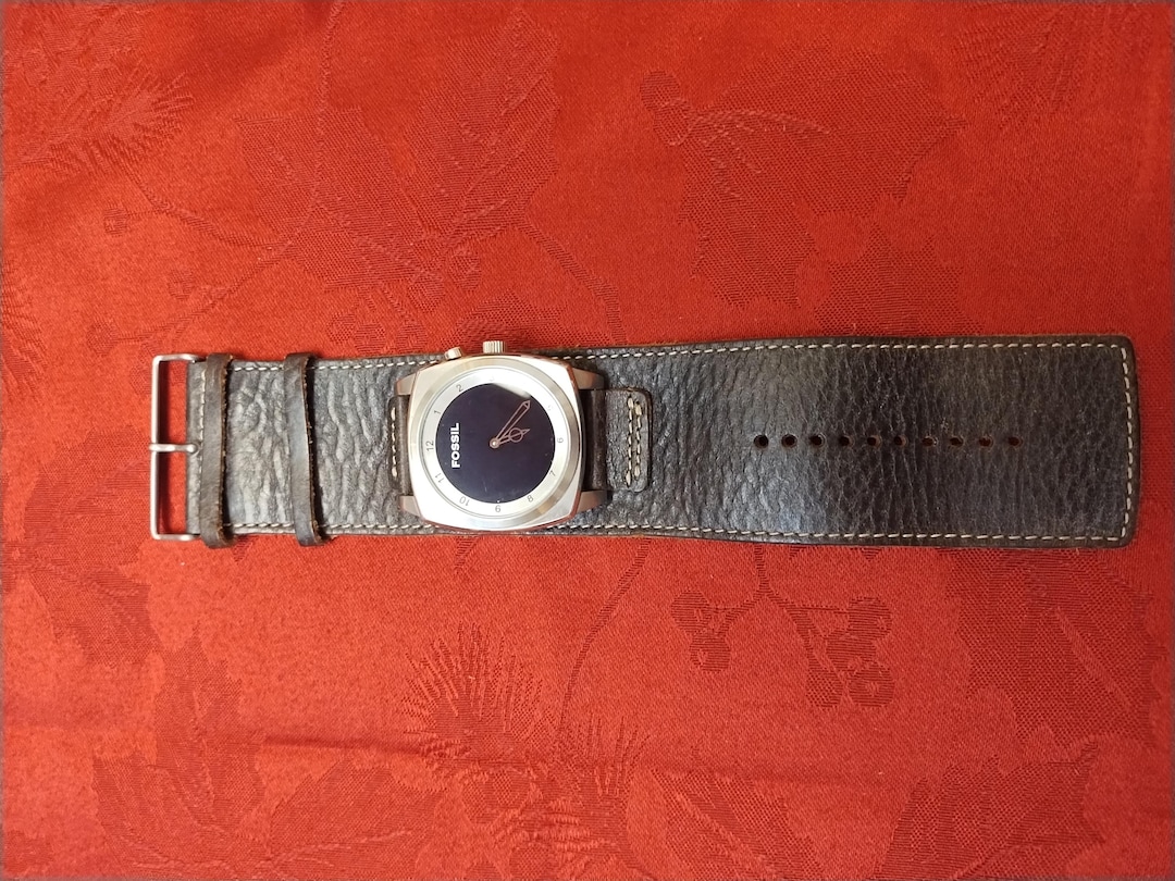 Vintage Fossil Robot Men's Black Leather Watch - Etsy