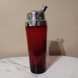 Ruby Red Glass Cocktail Shaker - Etsy