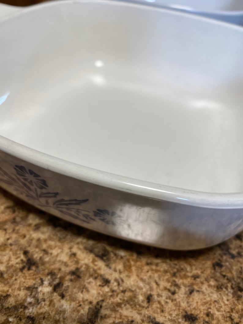 1 Quart Corning Ware White W Blue Floral Cornflower P-1-B 1 QT Made in ...