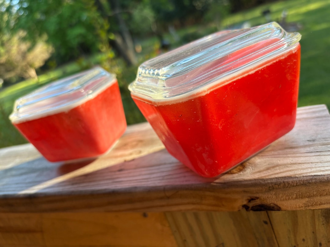 Pyrex Red Primary Colors Refrigerator Jars With Clear Lids Small 4.25 ...