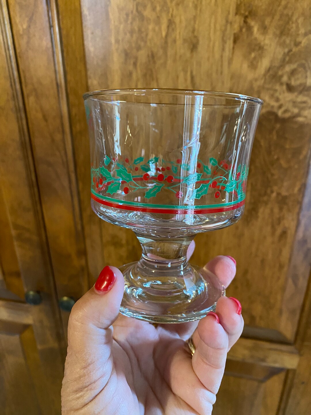Arby's Holly Berry Footed Sherbet Glasses Clear Christmas Gold Rim Set of 2 - Etsy