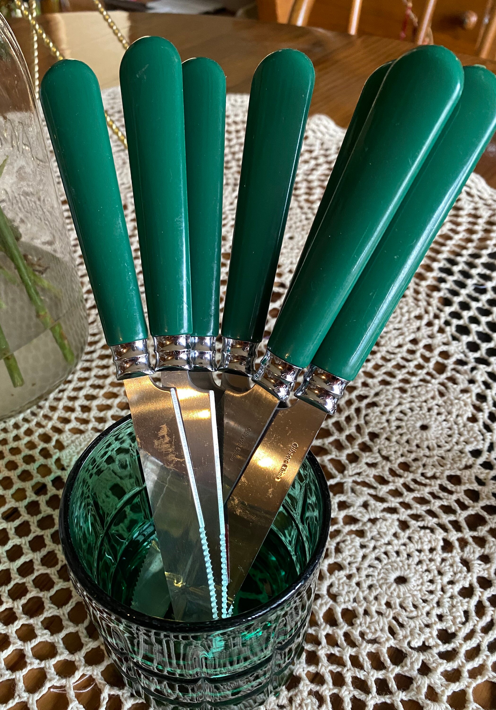 Gibson China Green Handled Steak Knives Set of 7 St Patricks Day - Etsy