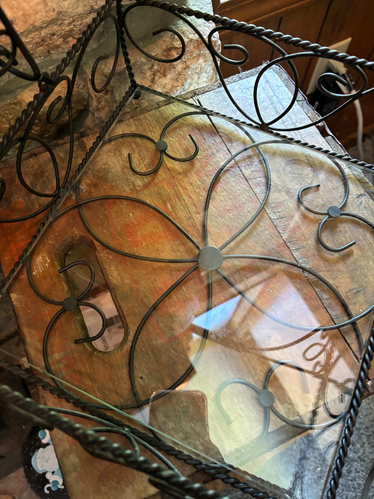 Black Twisted Wire Basket W Glass Bottom Insert Square Serving Basket ...