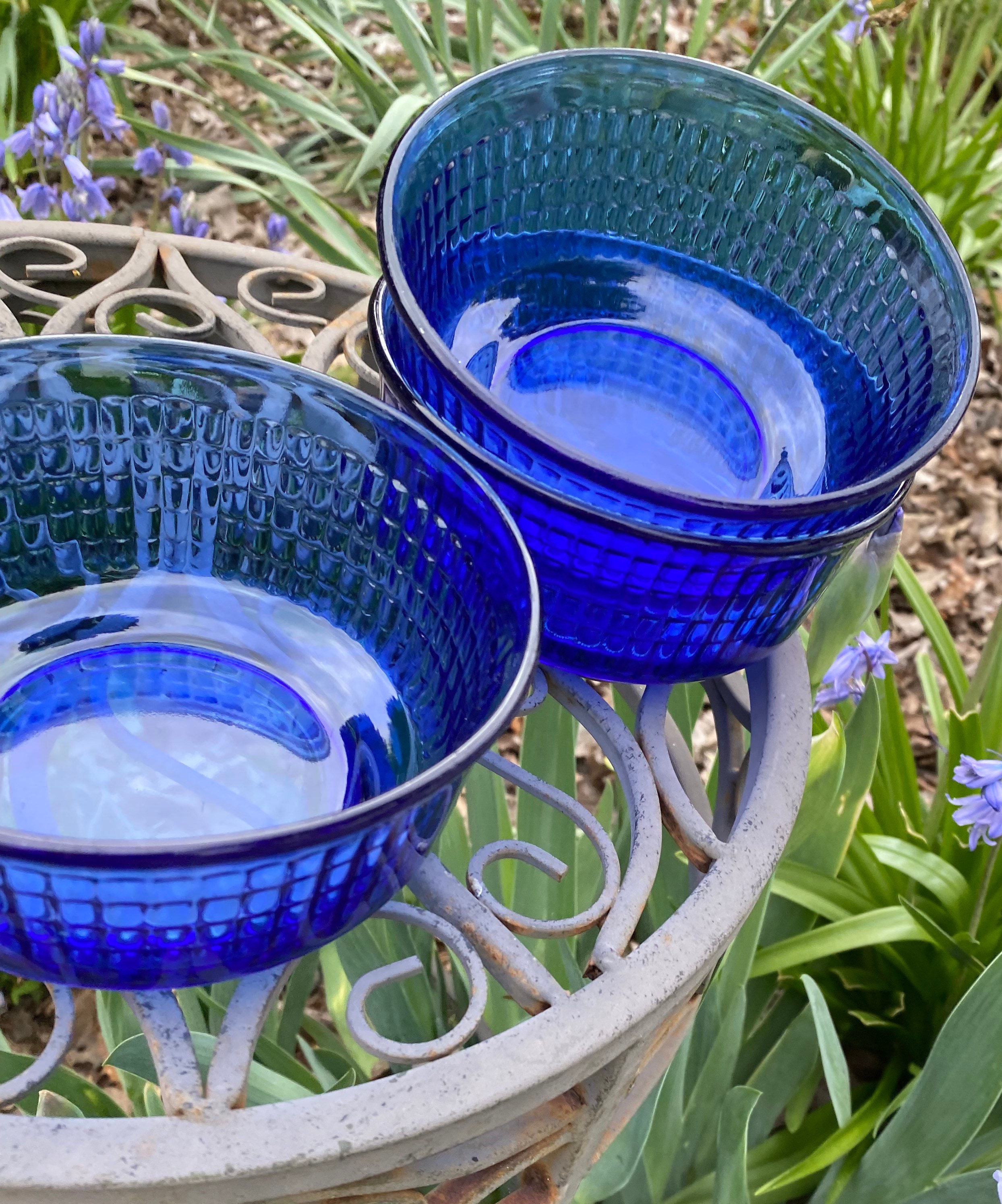 Forte Crisa Cobalt Blue Round Textured Cereal Bowls 5 Inch X - Etsy