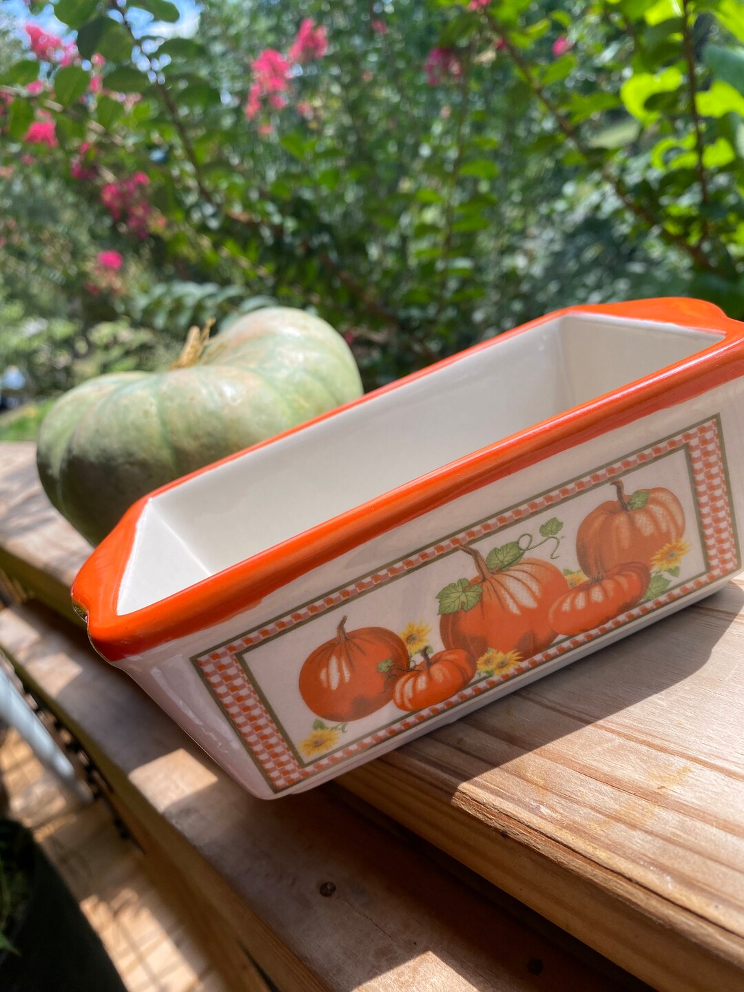 Pumpkin Loaf Bread Pan Ceramic A C Moore Baking Pan Fall Autumn Decor ...