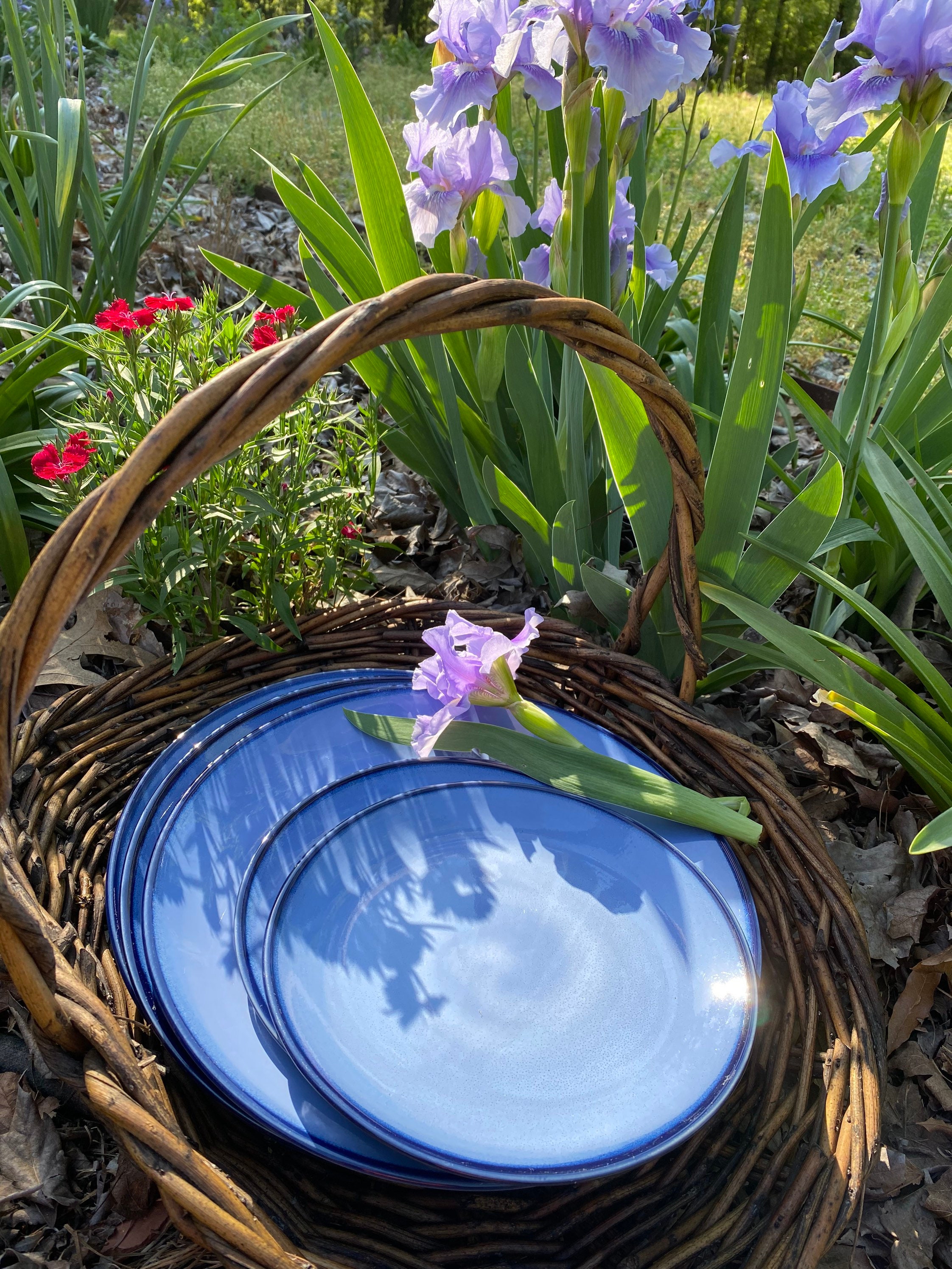 Sango Nova Blue 4934 Dinner Plate/Round Platters 13 inch Set of 3 ...