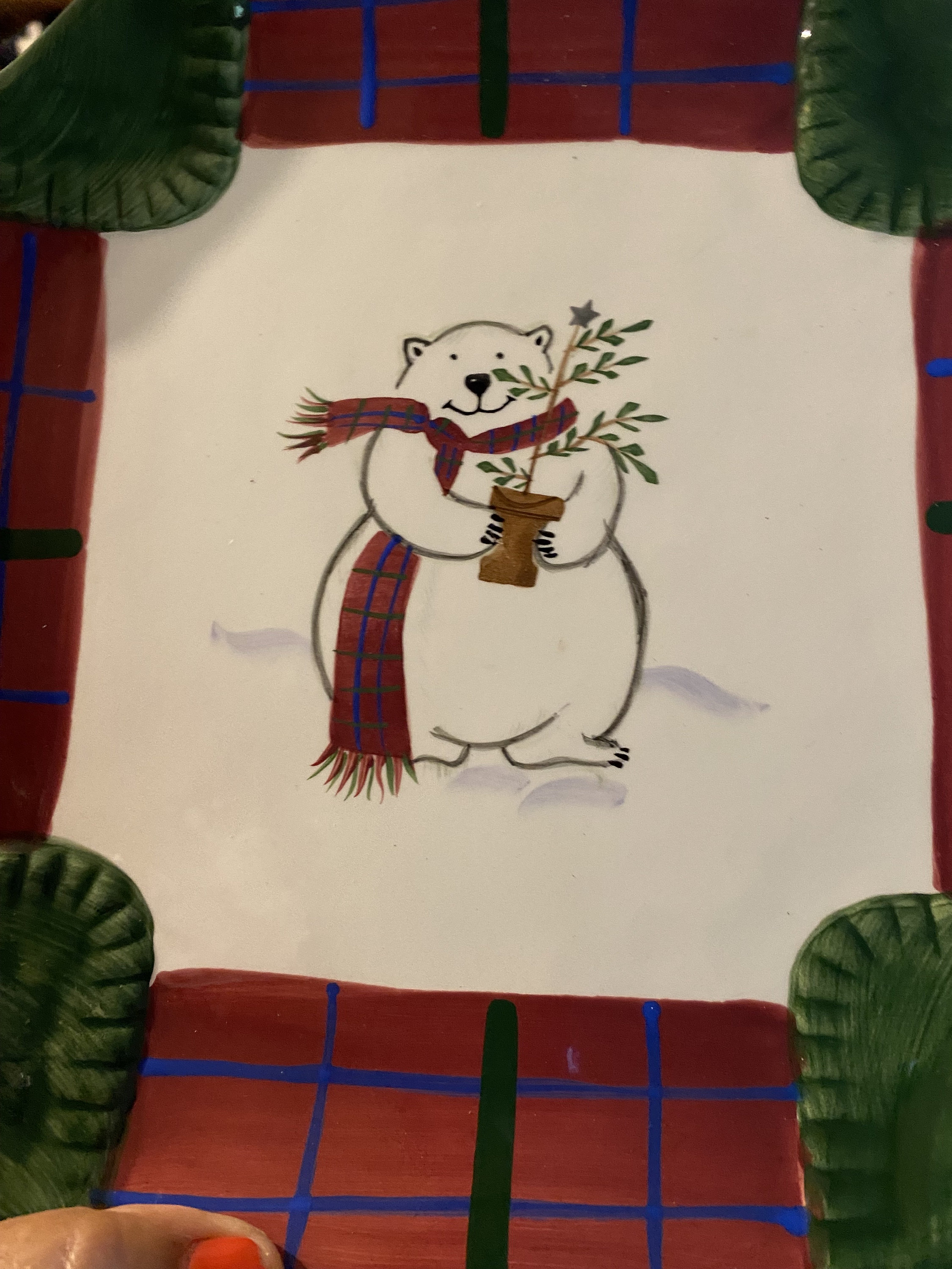 Snow Bear by Pfaltzgraff Square Luncheon Plates Set of 5 White Bear W ...