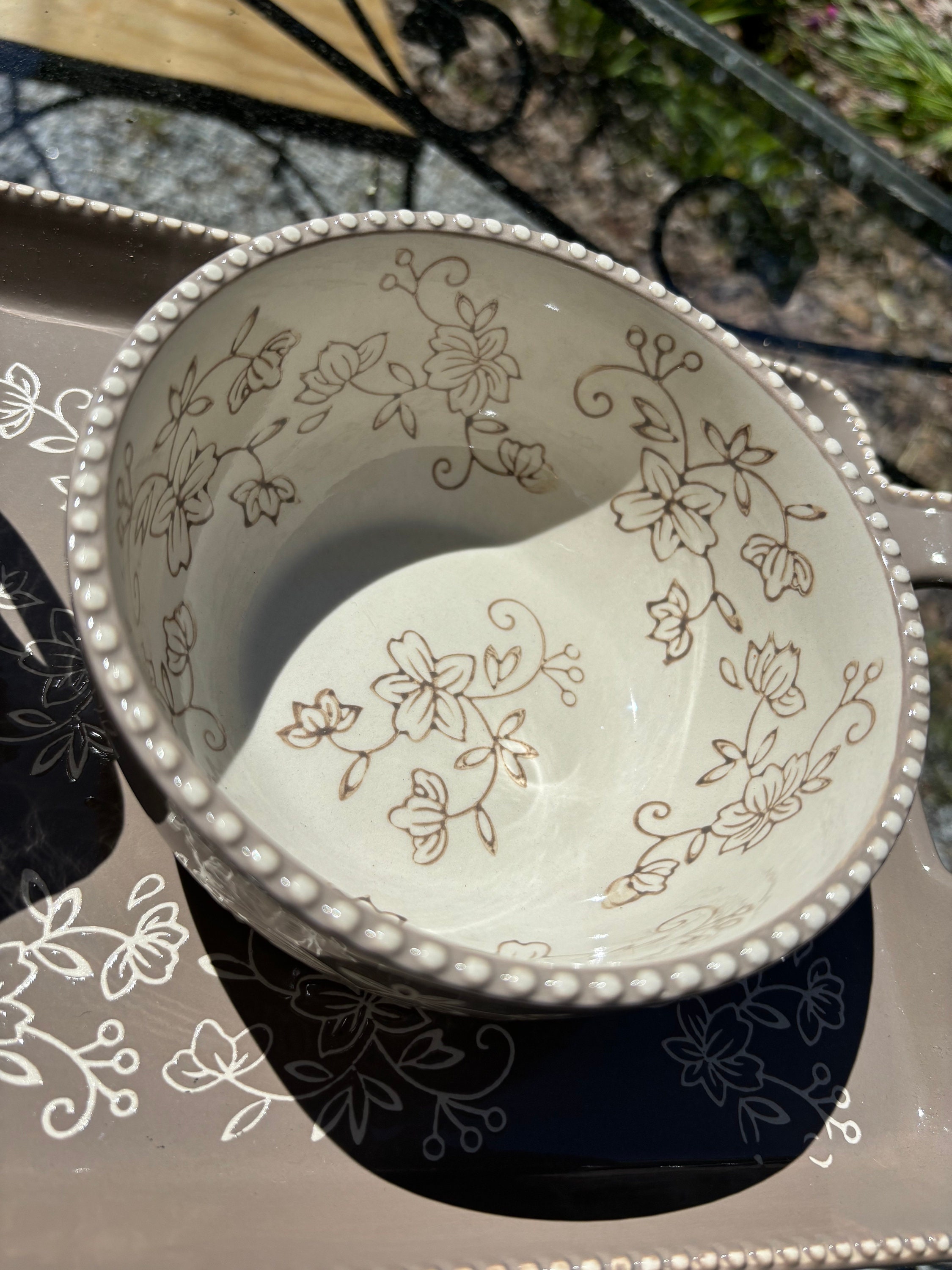 Floral Lace Taupe Temptations by Tara Dinnerware - Etsy