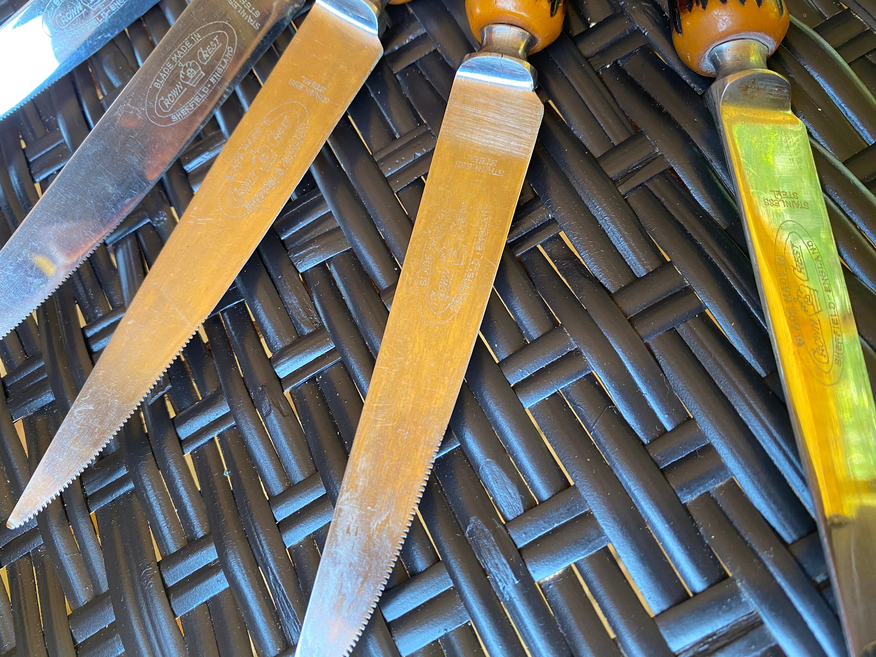 Crown Crest Dark Brown Antler Bone Handled Steak Knives Set of - Etsy