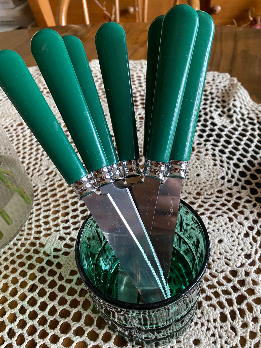 Gibson China Green Handled Steak Knives Set of 7 St Patricks Day - Etsy
