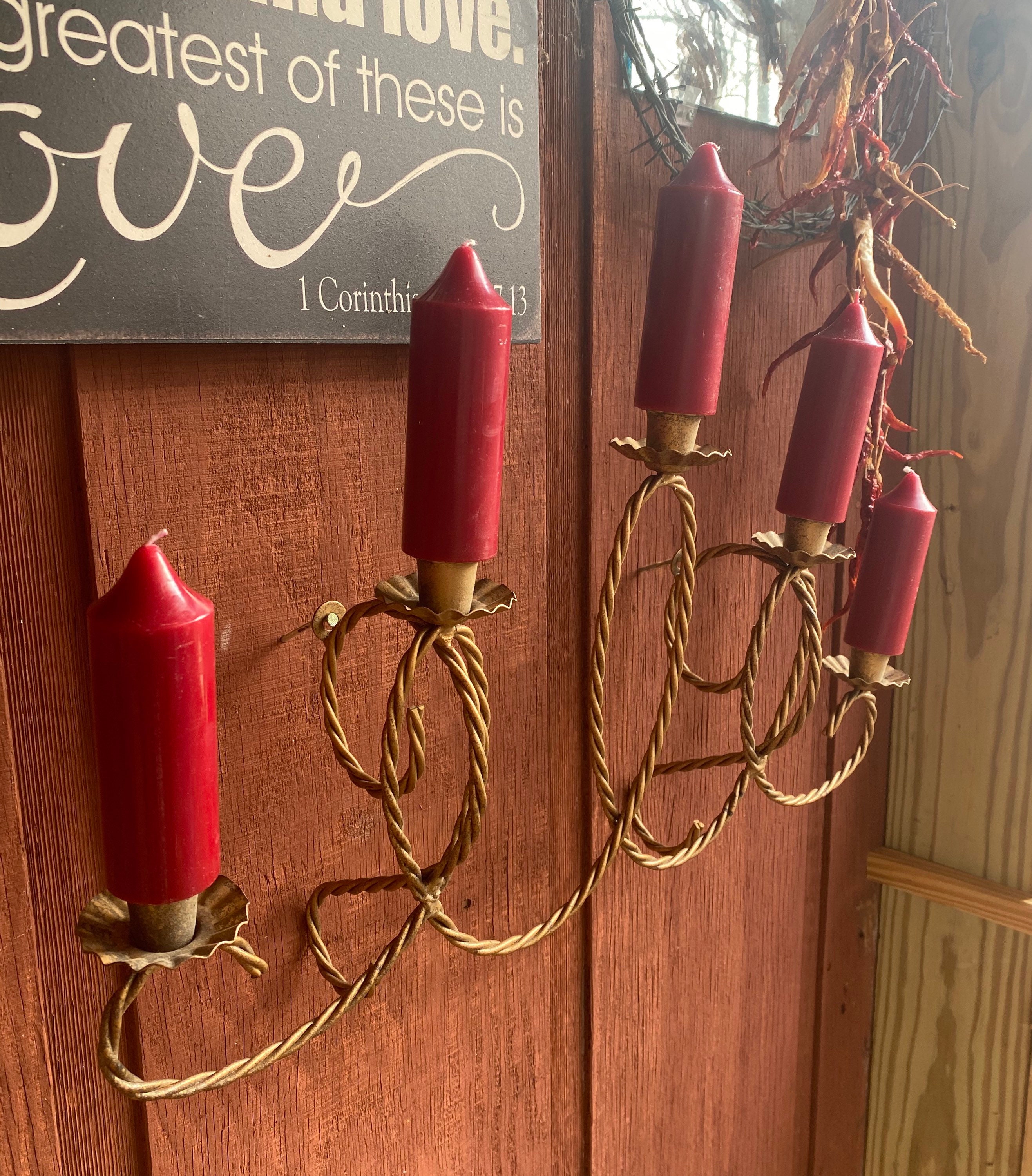 Vintage Twisted Wire Homeco Metal Wall Sconce 5 Taper Candle - Etsy
