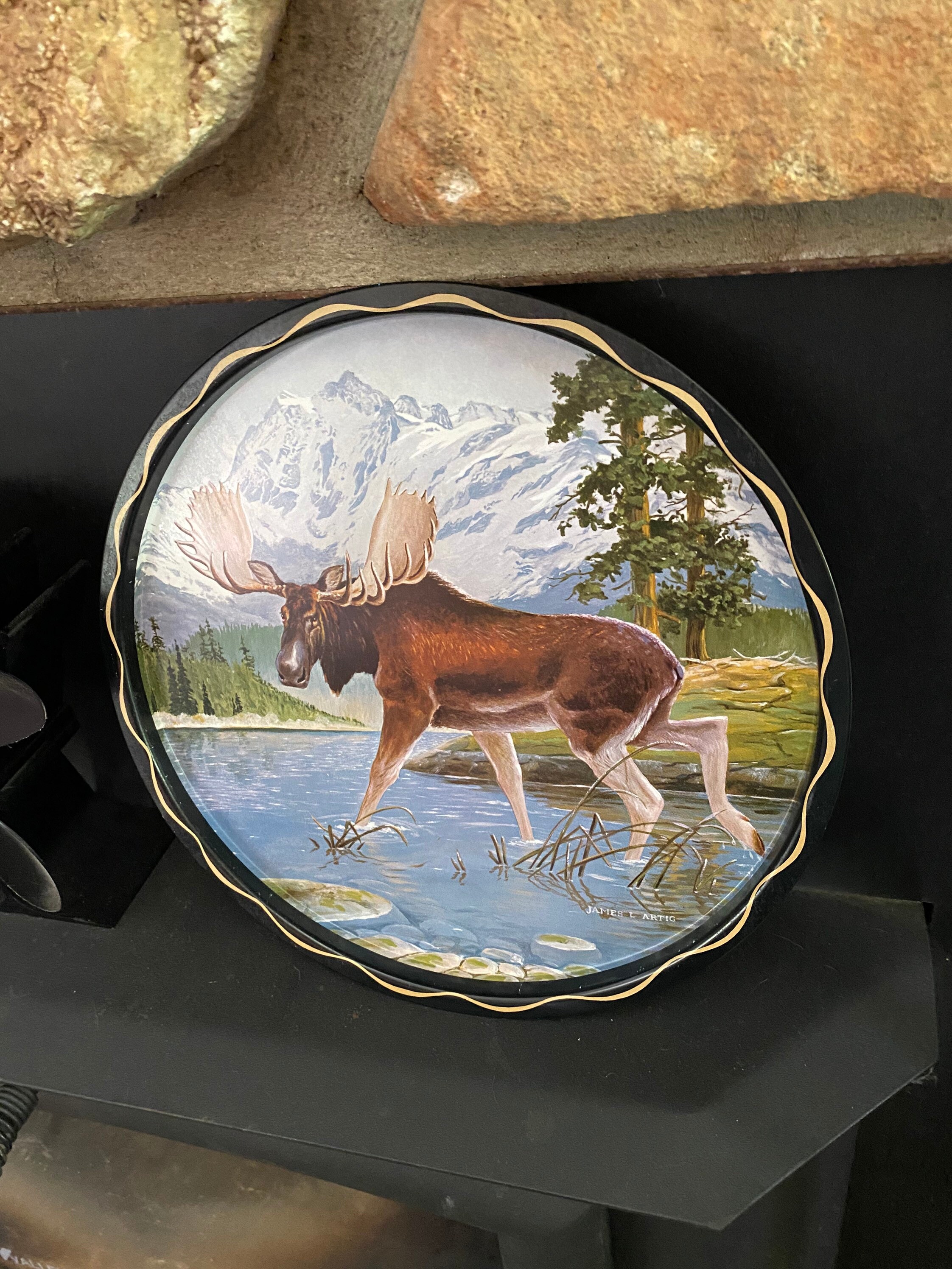 Vintage Elk Tin Serving Trays Plates 1950s Set of 4 Wildlife Artist ...