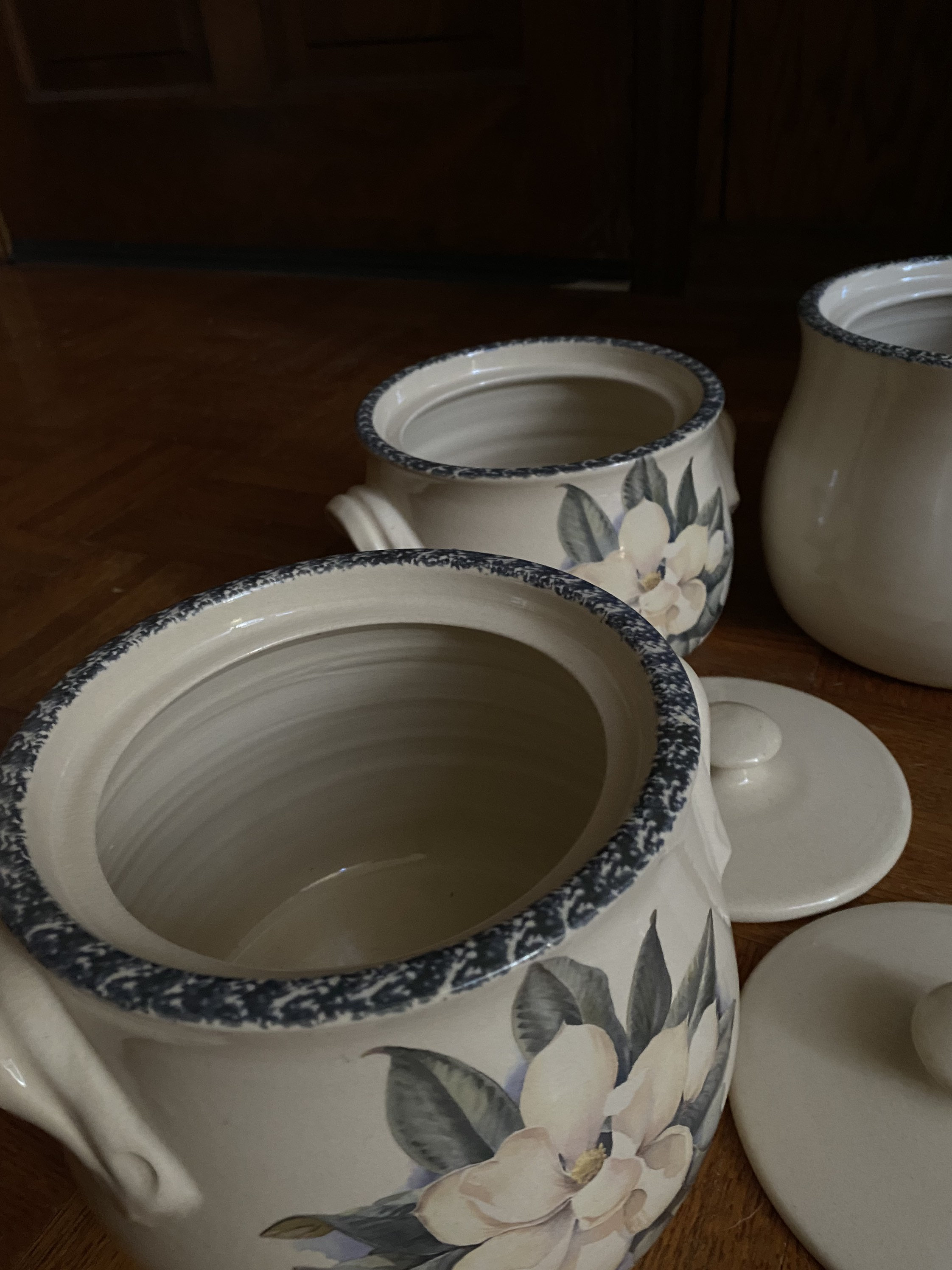 Casey Pottery Magnolia Canister Set of 3 With Lids Marshall,texas 1995 ...