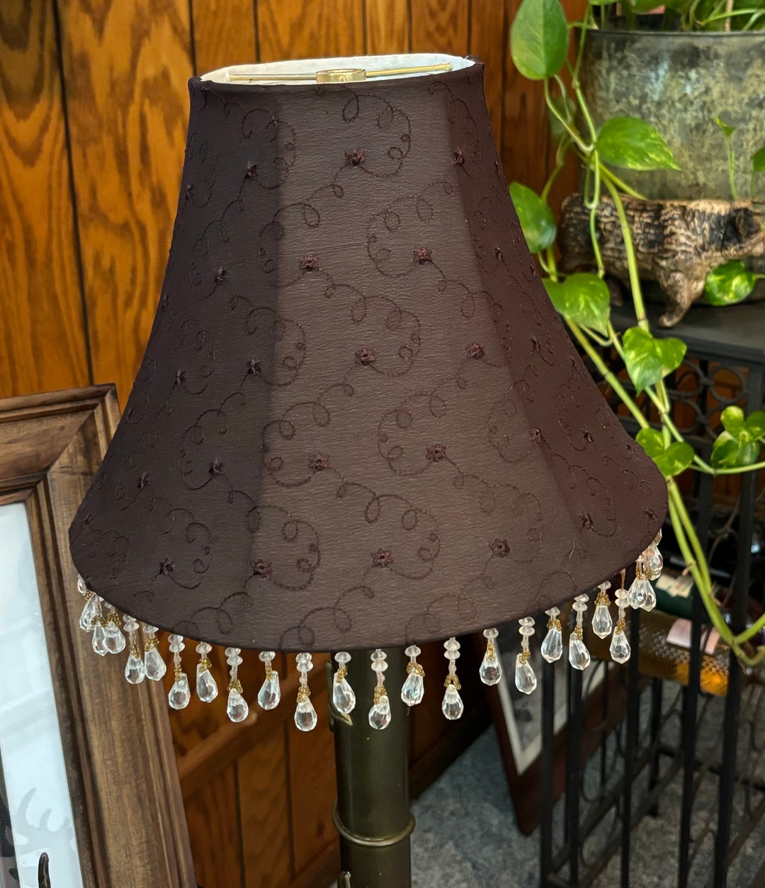 Chocolate Brown Silk Lamp Shade 8.5 Inch With White Lining Hanging ...