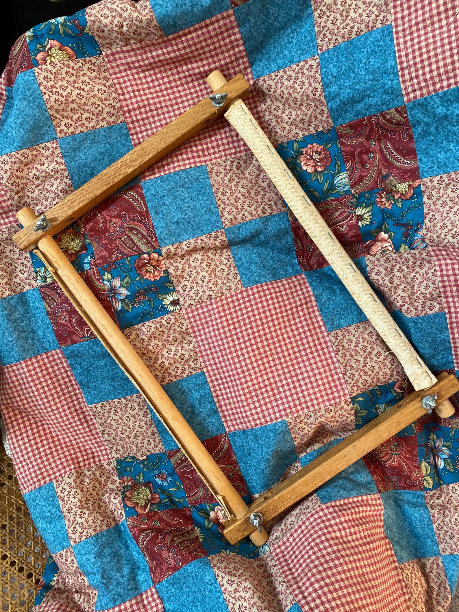 Vintage Rectangular Wooden Quilting Embroidery Frame Lap Quilting Cross ...