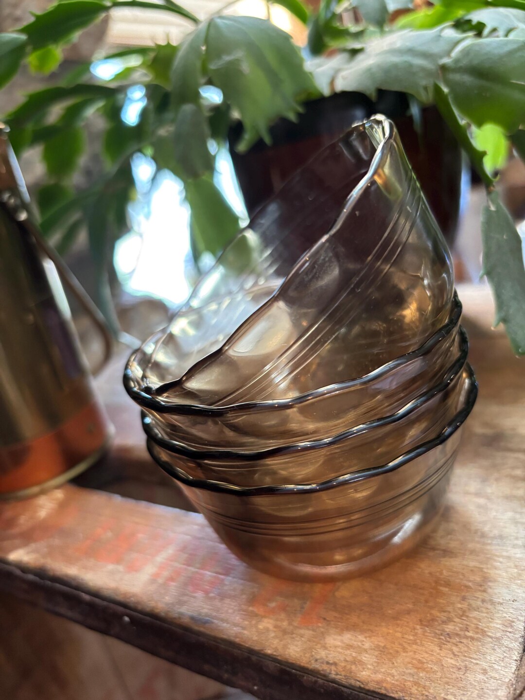 Fireside by Pyrex Amber Brown Custard Cups Crimped Fluted Set of 4 - Etsy