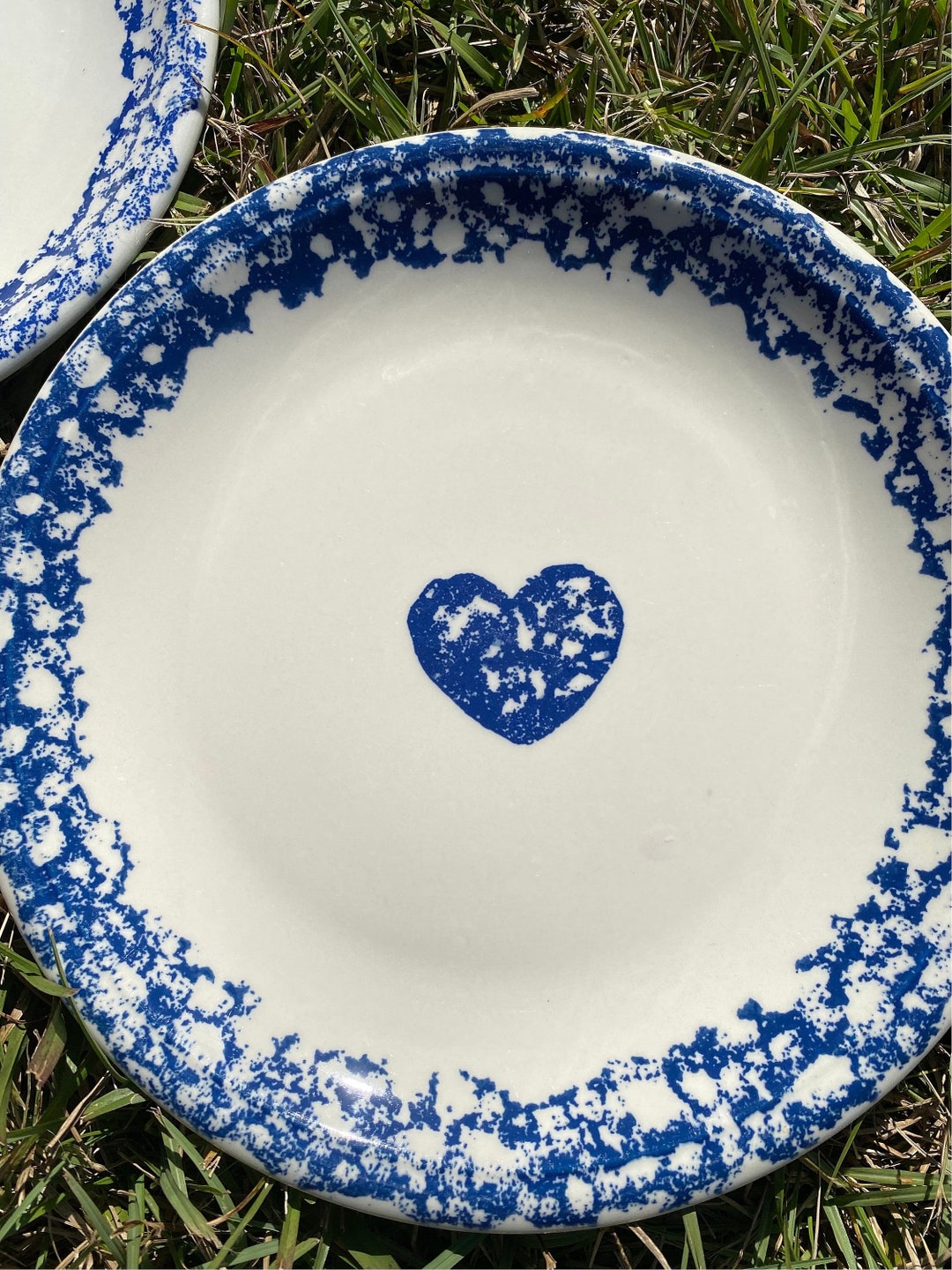 Folkscraft Animals Blue Sponge Stoneware Tienshan Splatterware Dinner ...