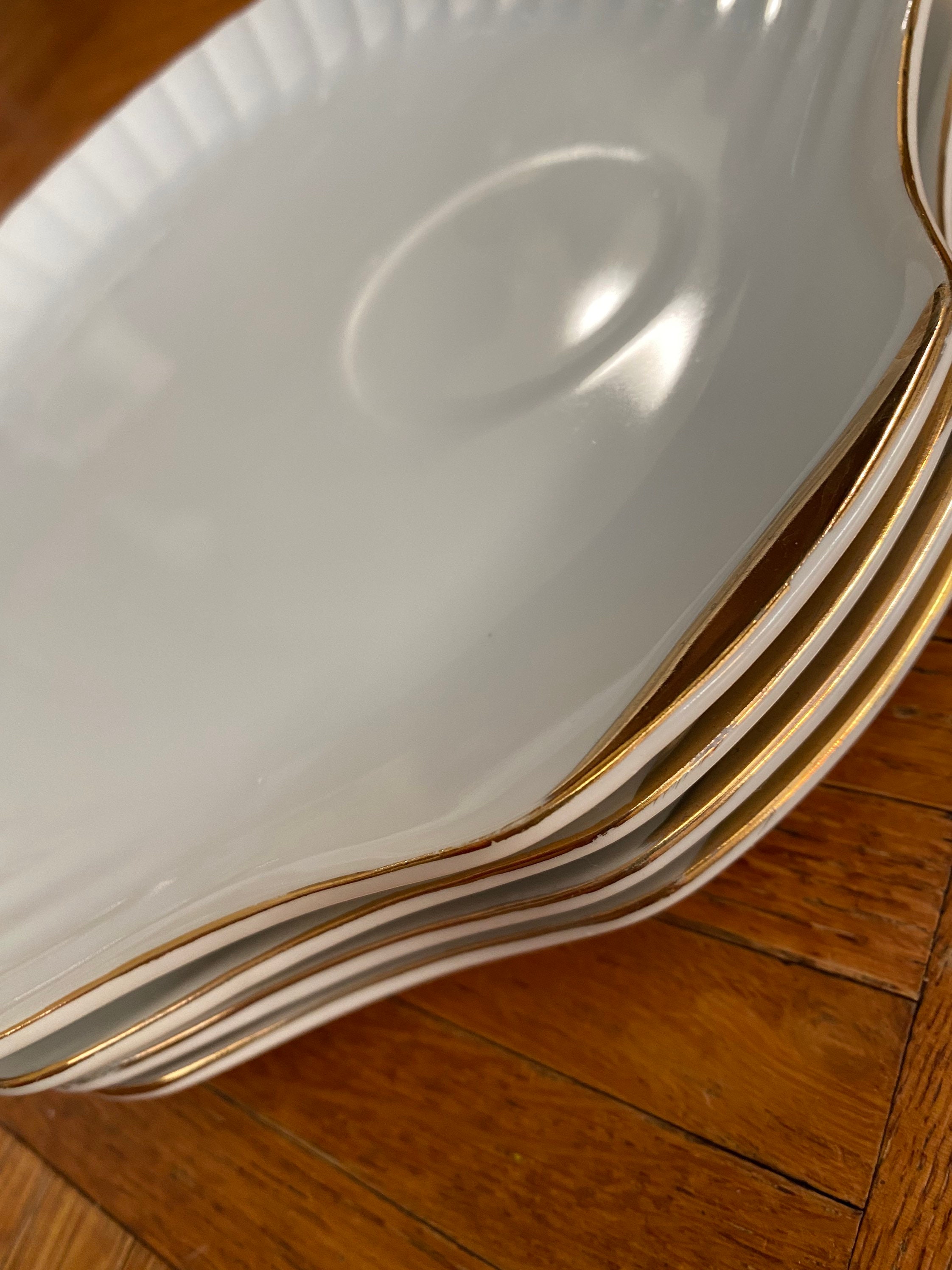 Clam Shell Appetizer Plates W Cup Rests White China W Gold Rim - Etsy UK