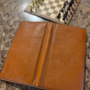 Magnetic Travel Chess Set in Leather Wallet Miniature Folding Wood ...