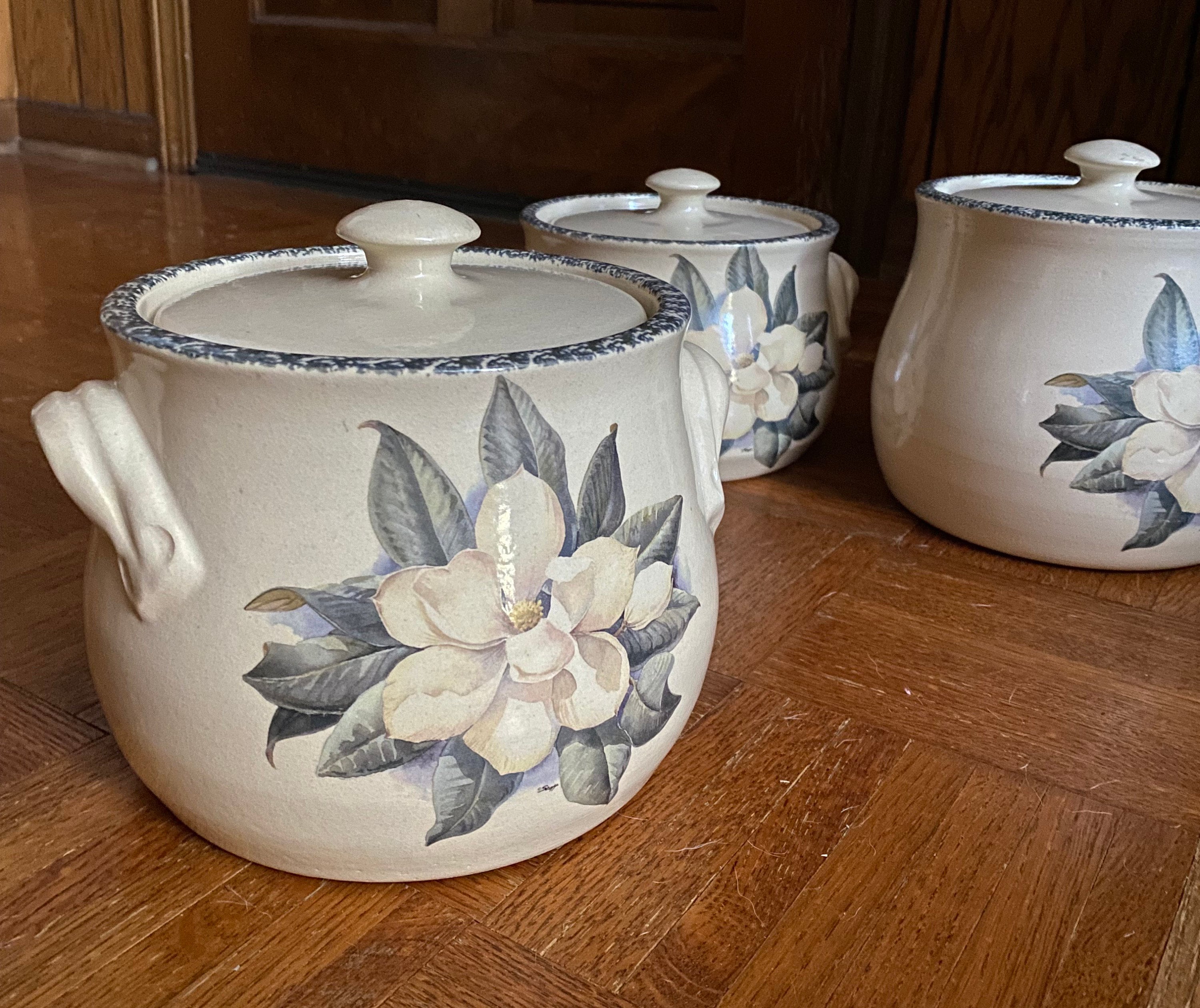 Casey Pottery Magnolia Canister Set of 3 With Lids | Etsy
