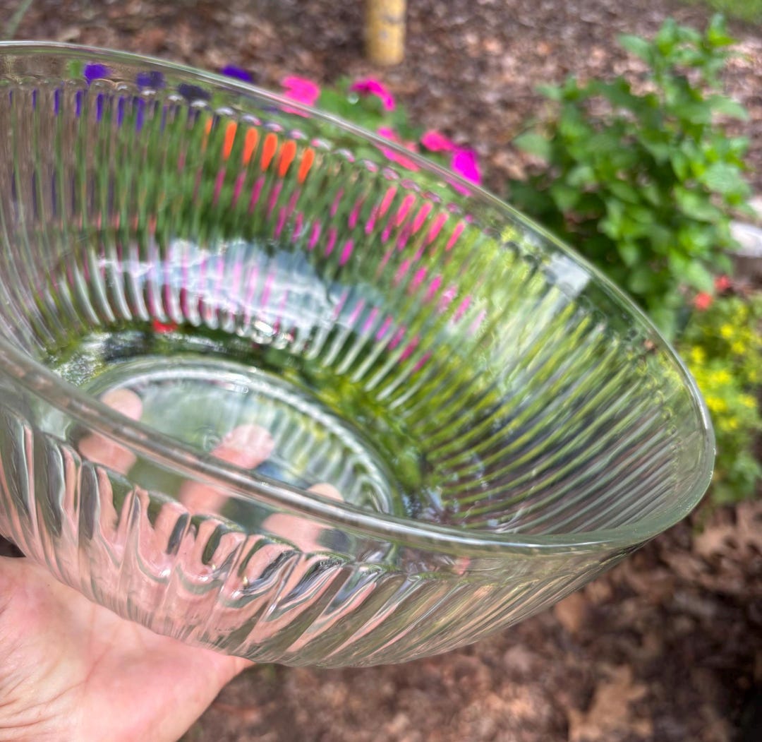 Pyrex Clear Ribbed Mixing Bowl Large 4.5 QT #7404-S Nesting Serving Bowl - Etsy
