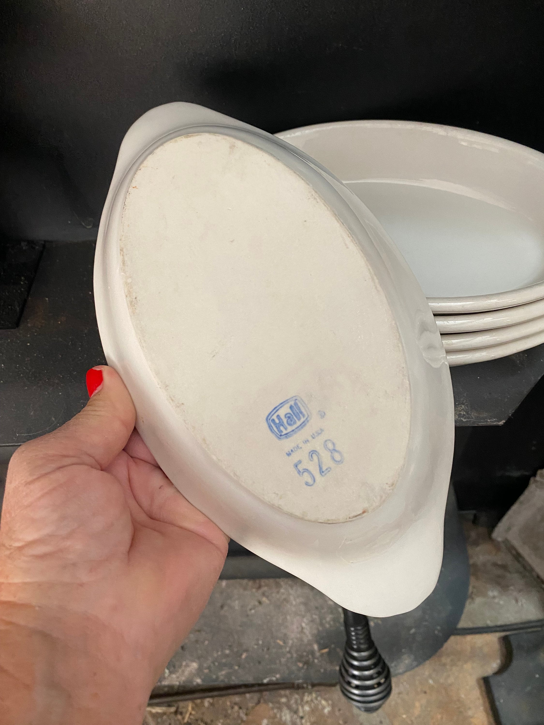 Hall Au Gratin Baking Dishes White Ironstone Restaurant Ware Embossed ...