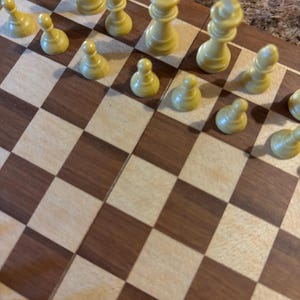 Magnetic Travel Chess Set in Leather Wallet Miniature Folding Wood ...