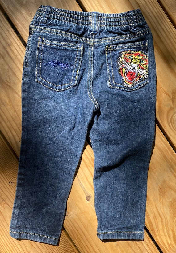 Ed Hardy Tiger Embroidered Jeans Dark Blue Y2K Tiger … - Gem
