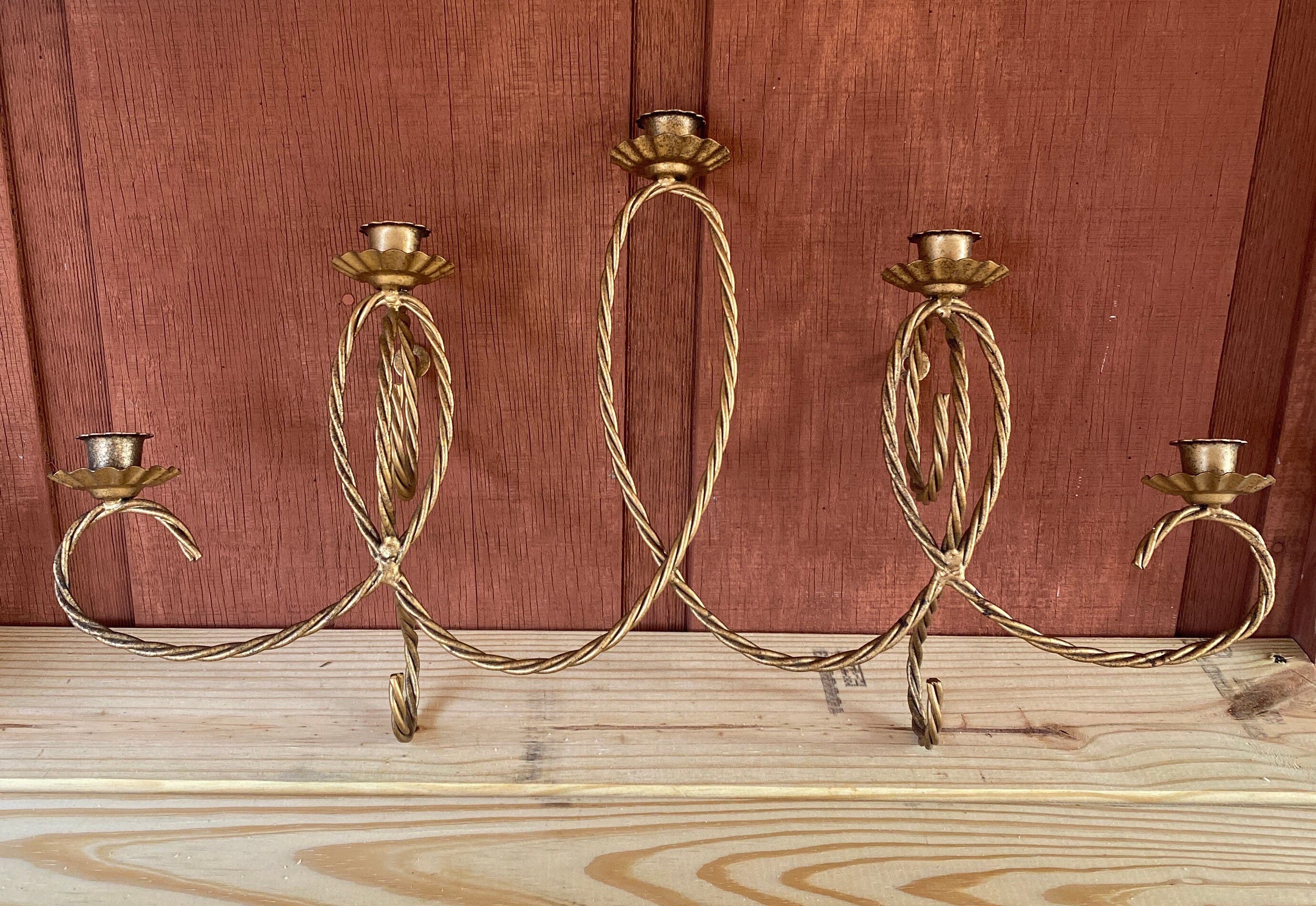 Vintage Twisted Wire Homeco Metal Wall Sconce 5 Taper Candle - Etsy